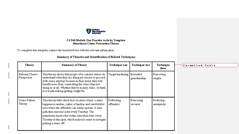 CJ 346 Module One Practice Activity: Situational Theory Techniques ...