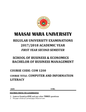 COM 1200: Computer & Information Literacy Course Overview and Skills - Studocu