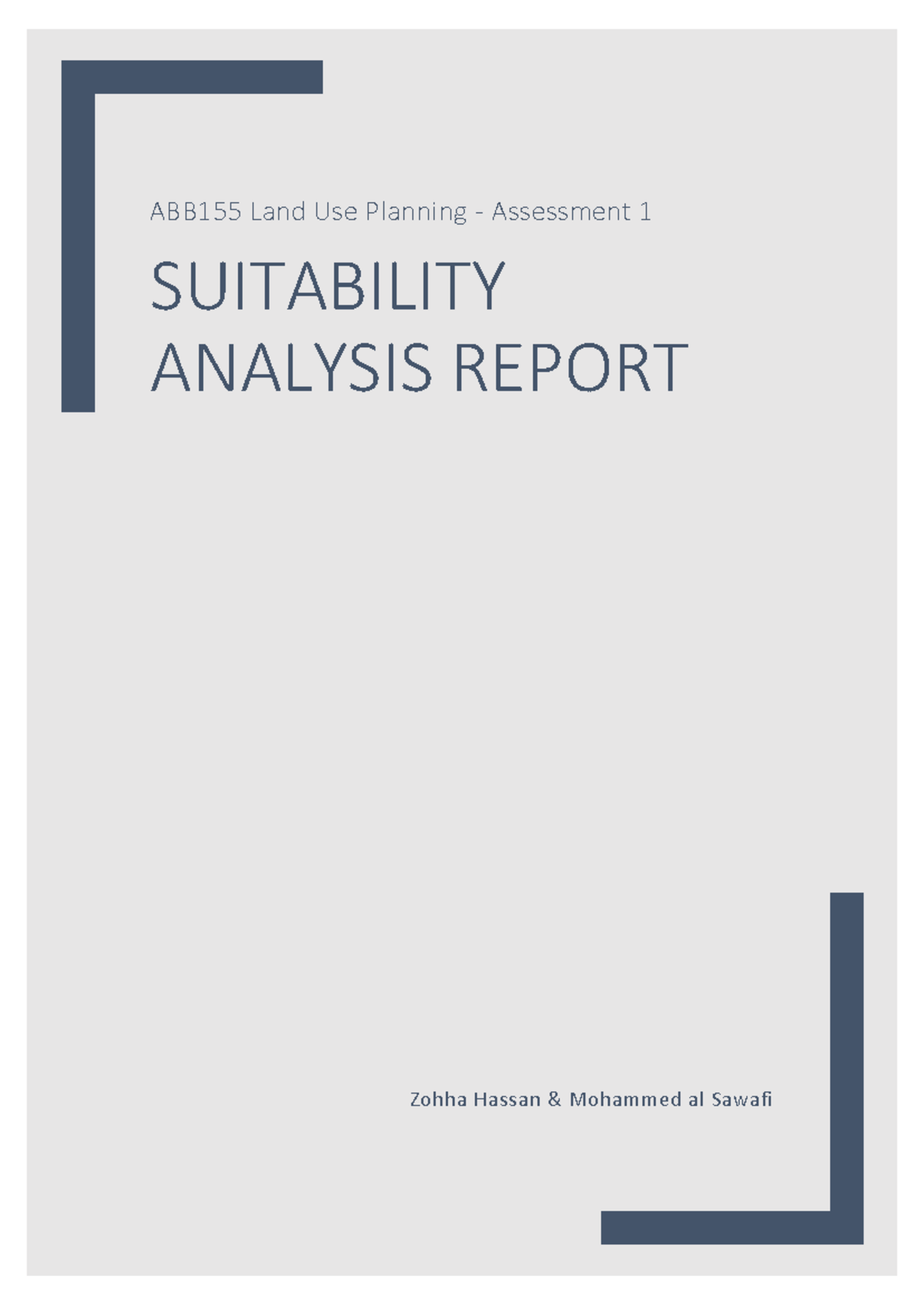 ABB155 Land Use Planning Assessment: Suitability Analysis Report - Studocu