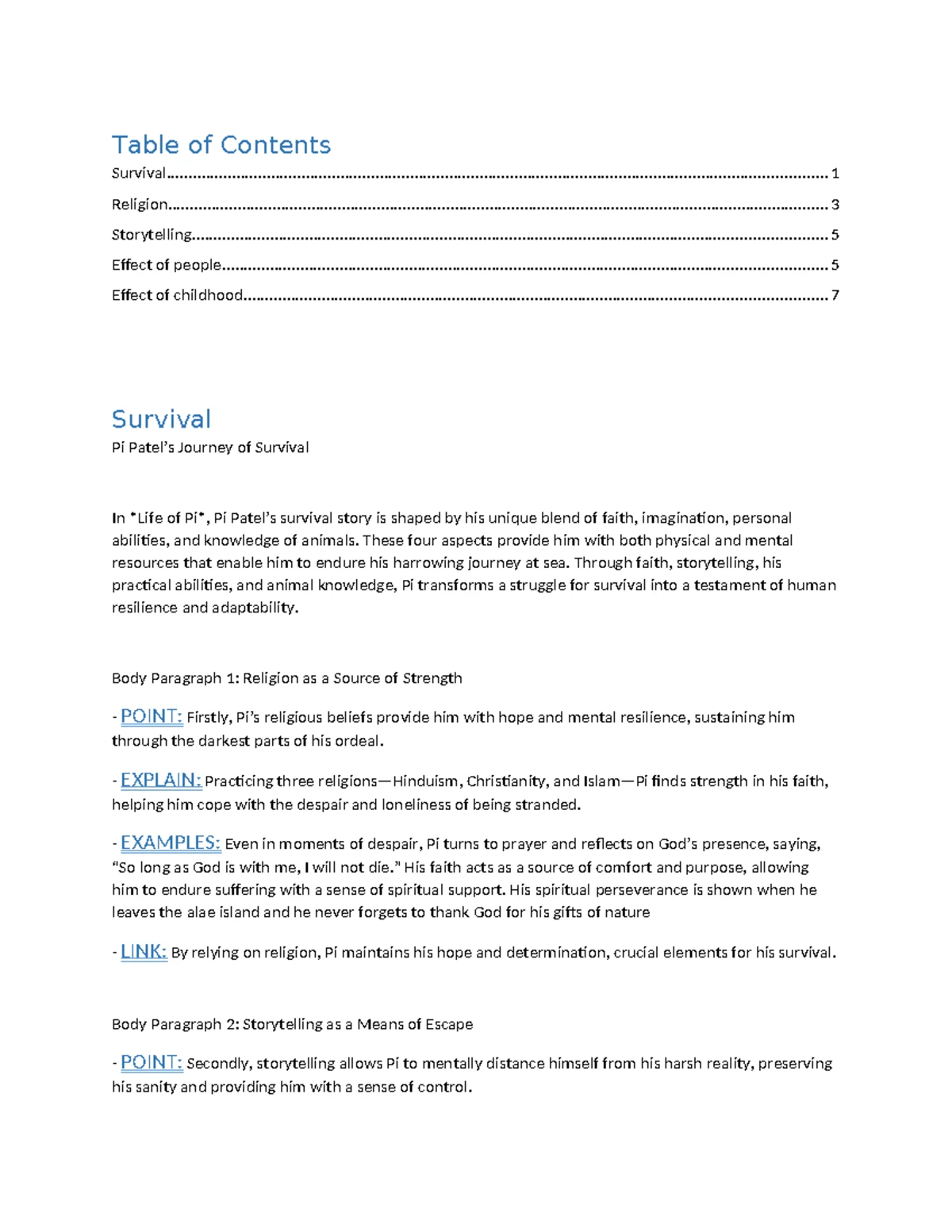 Life of pi religion essay - The Influence of Religion in Pi’s Life Thesis Statement: In Yann ...