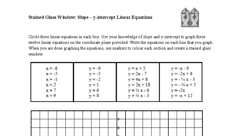 Stained Glass Window Slope y Intercept - MATH 121G - Stained Glass ...