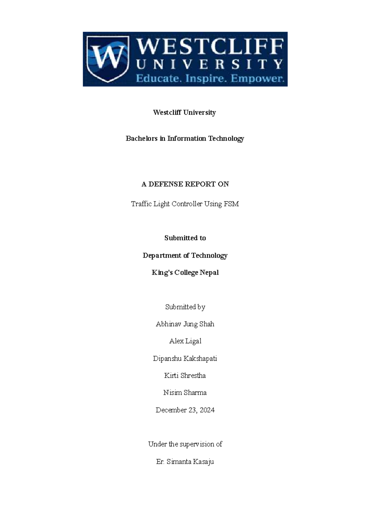 Traffic Light Controller Using FSM - Defense Report for IT Bachelors ...