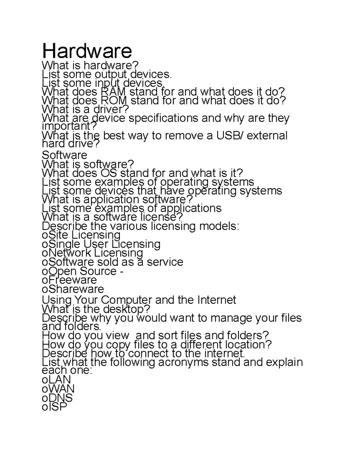 Hardware - Computer And Internet Literacy - Hardware What is hardware ...