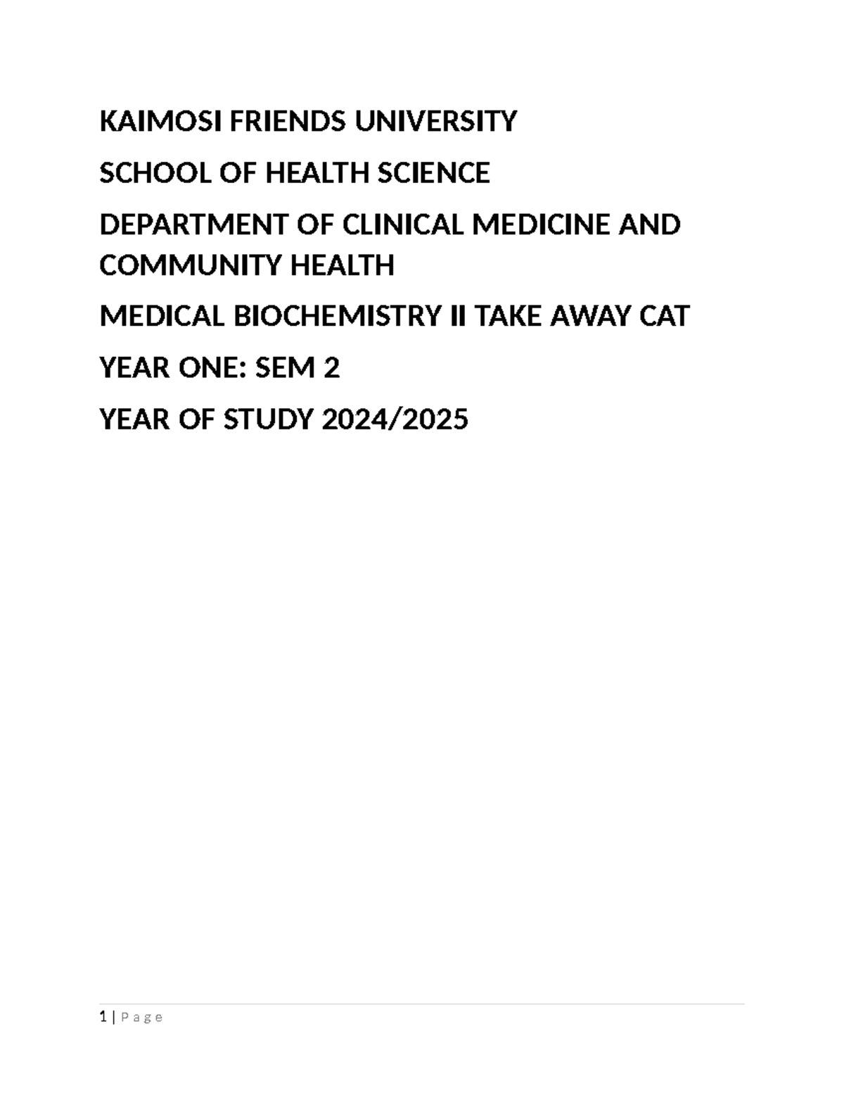 Biochemistry II CAT 2 - Hormonal Functions and Vitamin Metabolism - Studocu