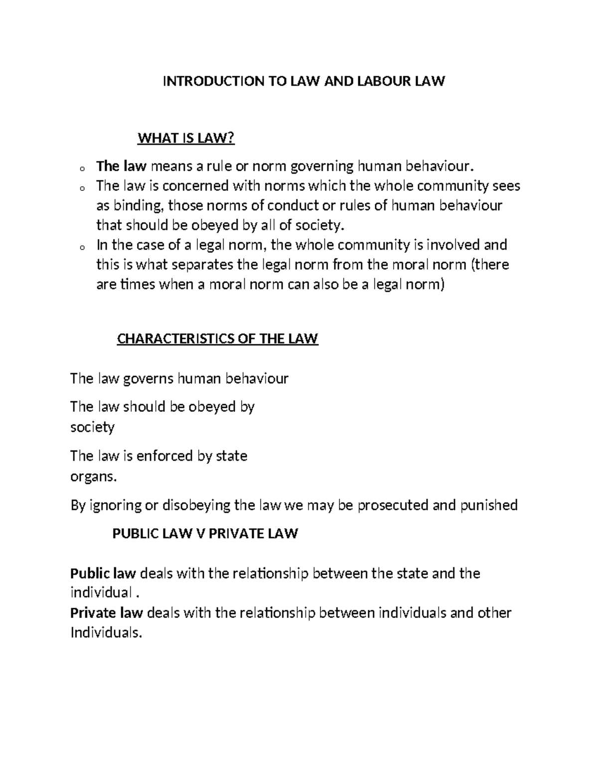 Introduction to law and labour law 2025 - INTRODUCTION TO LAW AND ...