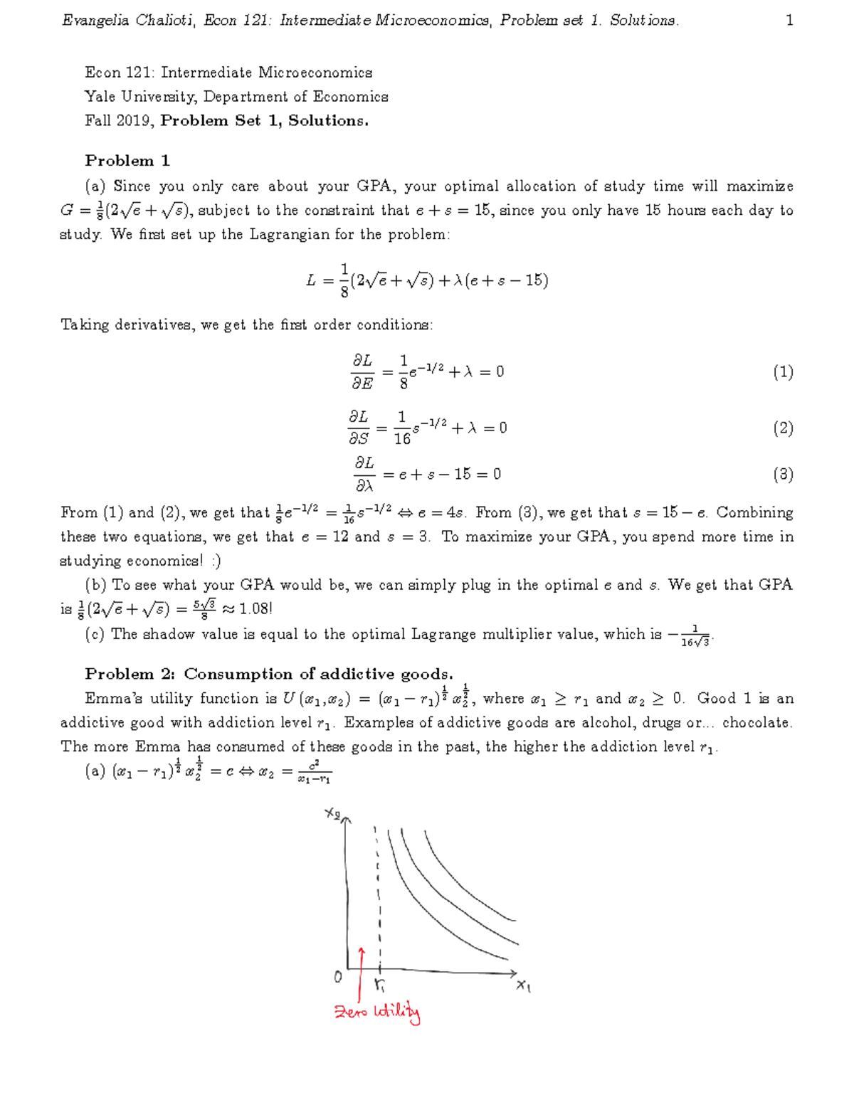 Econ 121 Fall 2019: Problem Set 1 Solutions Overview - Studocu