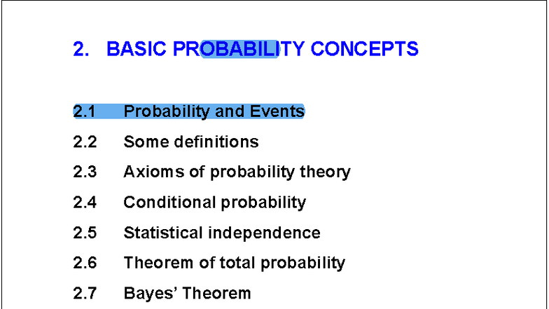 2. Probability Concepts and Events - Notes for Course 2 - Studocu