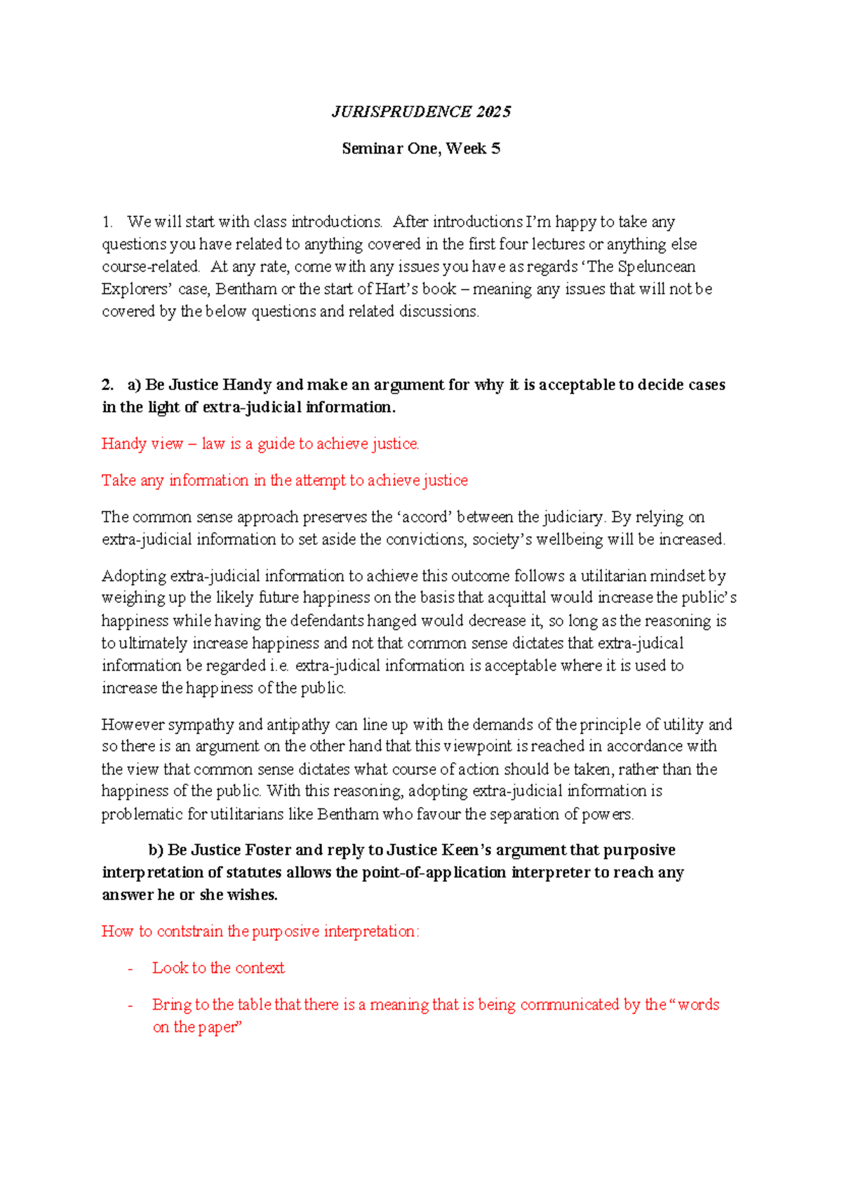 Sem 1 Juris 2025 - Tutorial 1: Utilitarian Perspectives on Law - Studocu