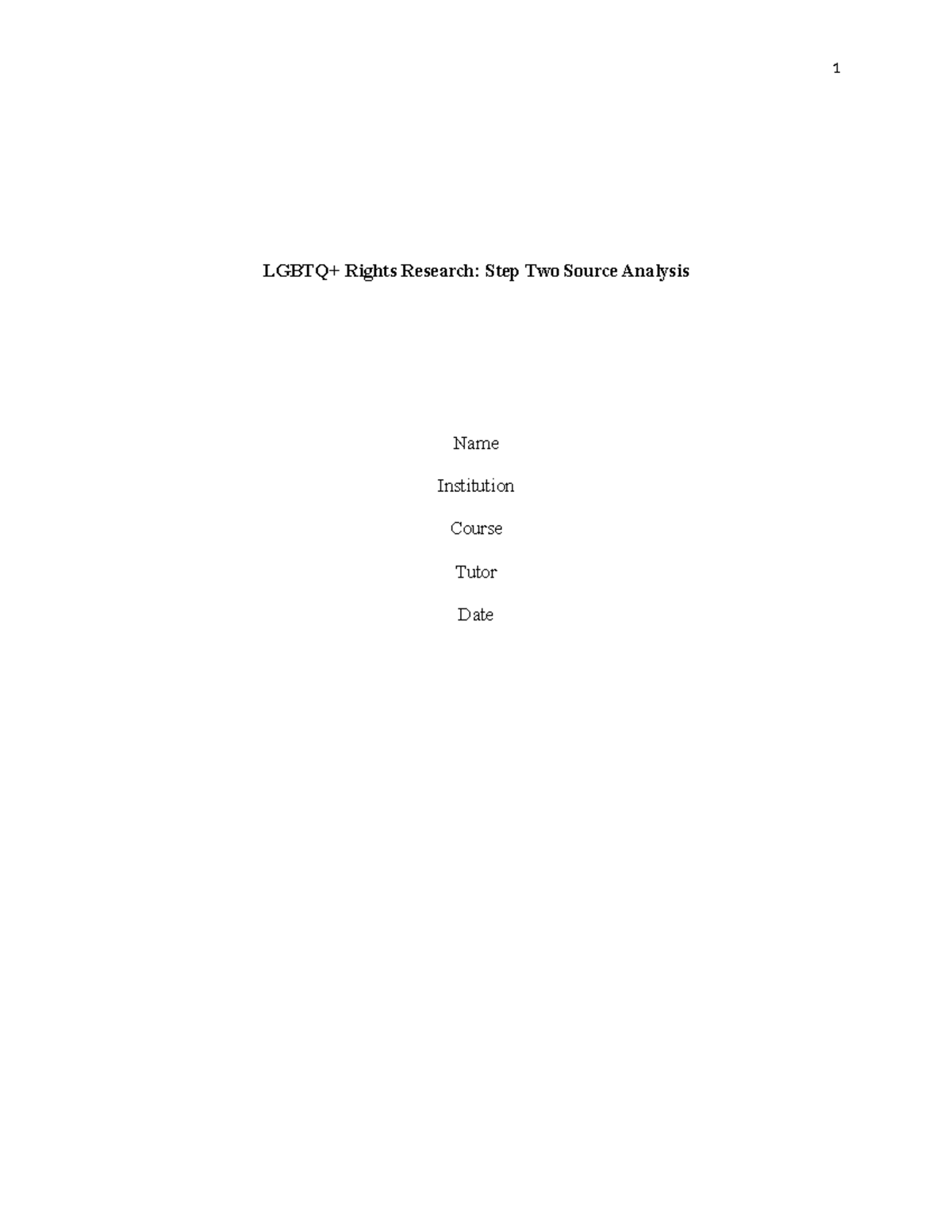LGBTQ Rights Research: Step Two Source Analysis Notes - Studocu
