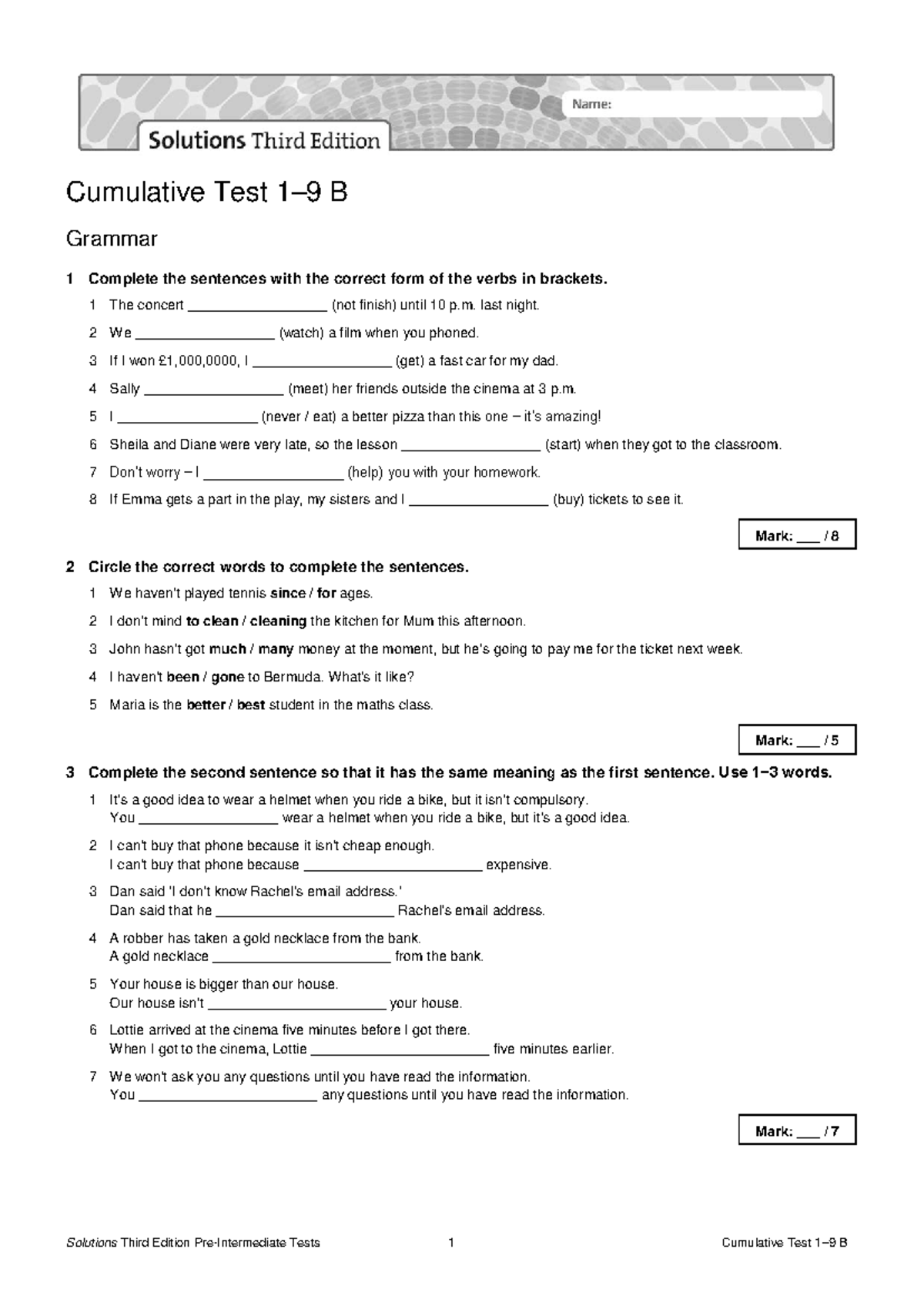 Sol3e preint cumulative test units 1-9 b - Cumulative Test 1–9 B ...
