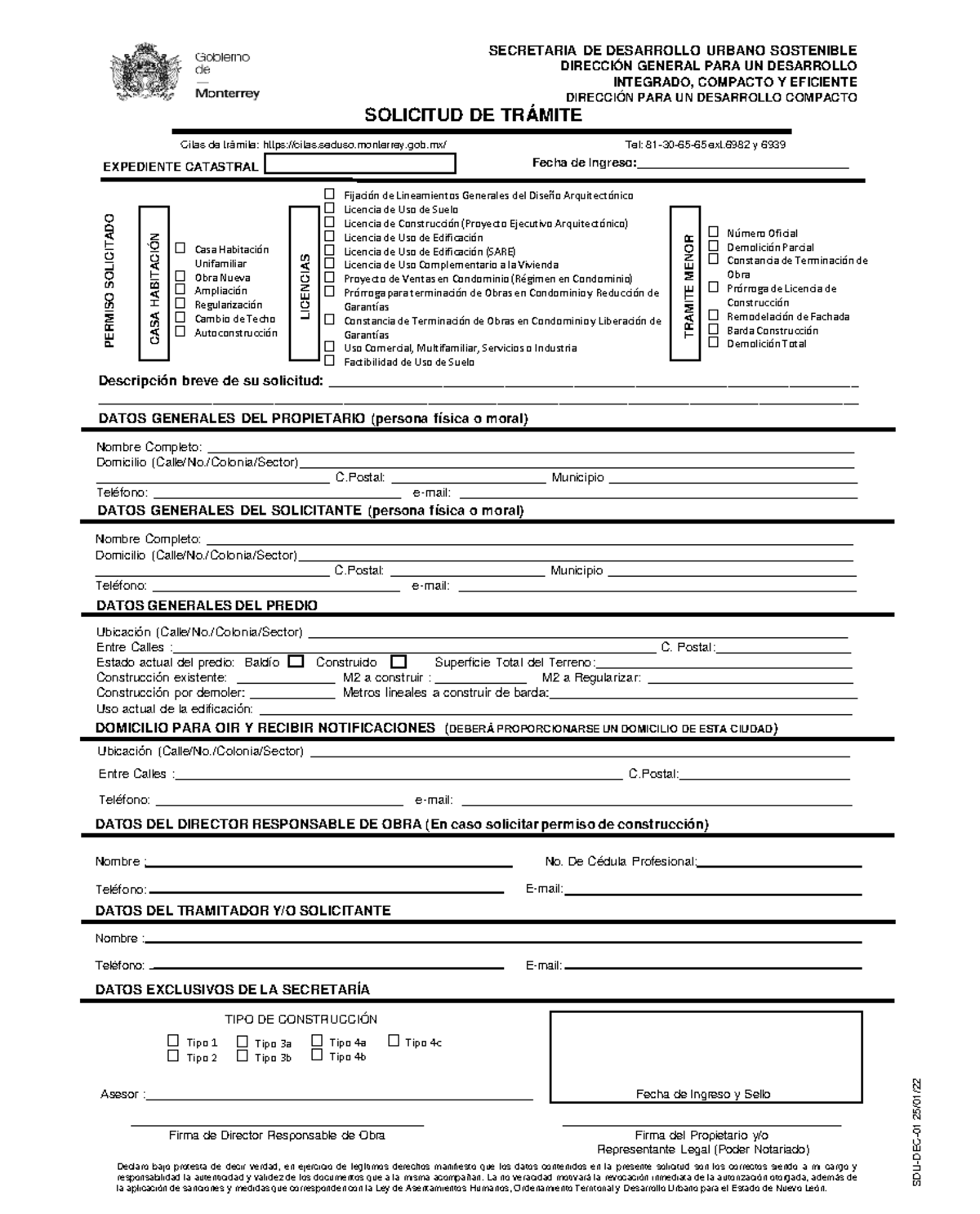 Solicitud de Ingreso Para Permiso de Construcción - E6j HVn VGzfls 1Fee ...