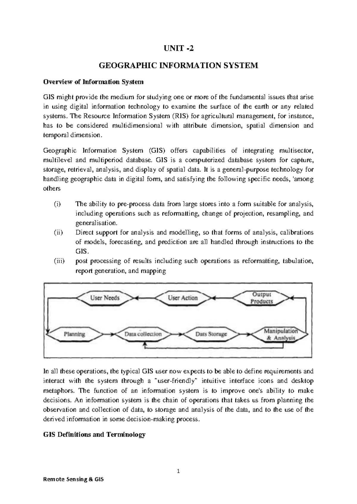 RS & GIS U - 2 - Understanding Geographic Information Systems - Studocu