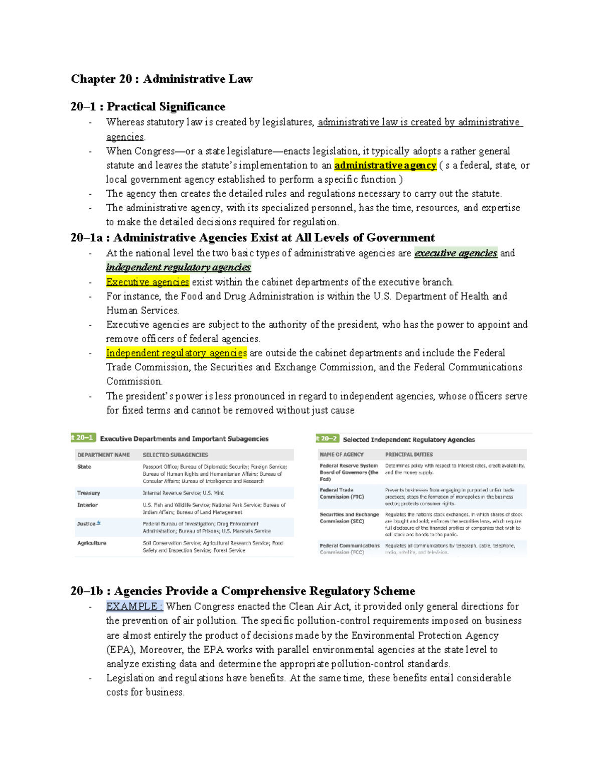 3. Chapter 20 Study Guide. Admin - Chapter 20 : Administrative Law 20–1 ...