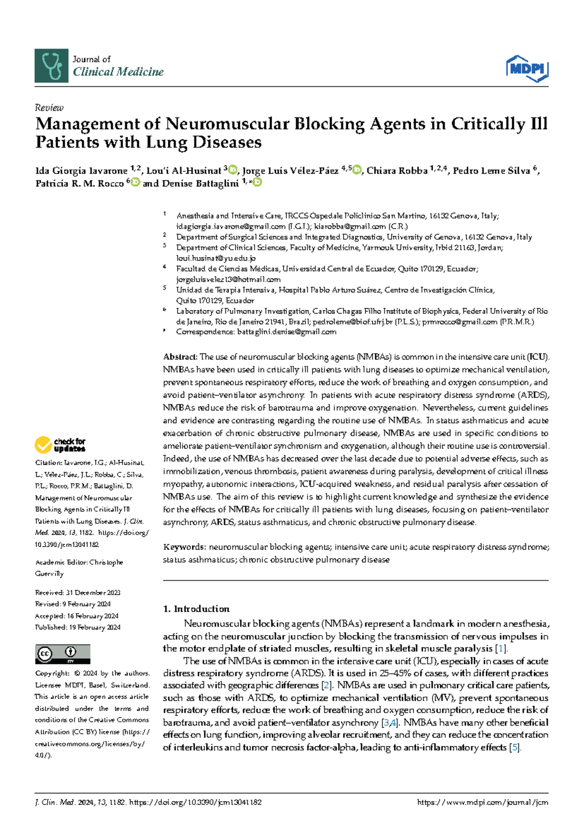 Management of Neuromuscular Blocking Agents in ICU Patients with Lung ...