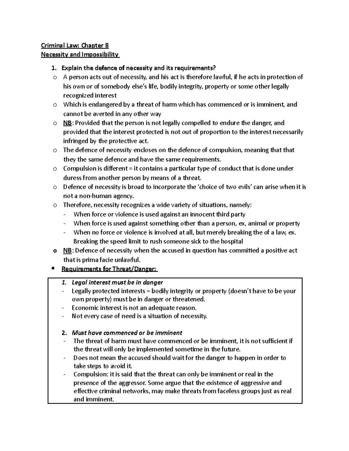 Criminal Law - Chapter 8 - Exploring Necessity and Impossibility ...