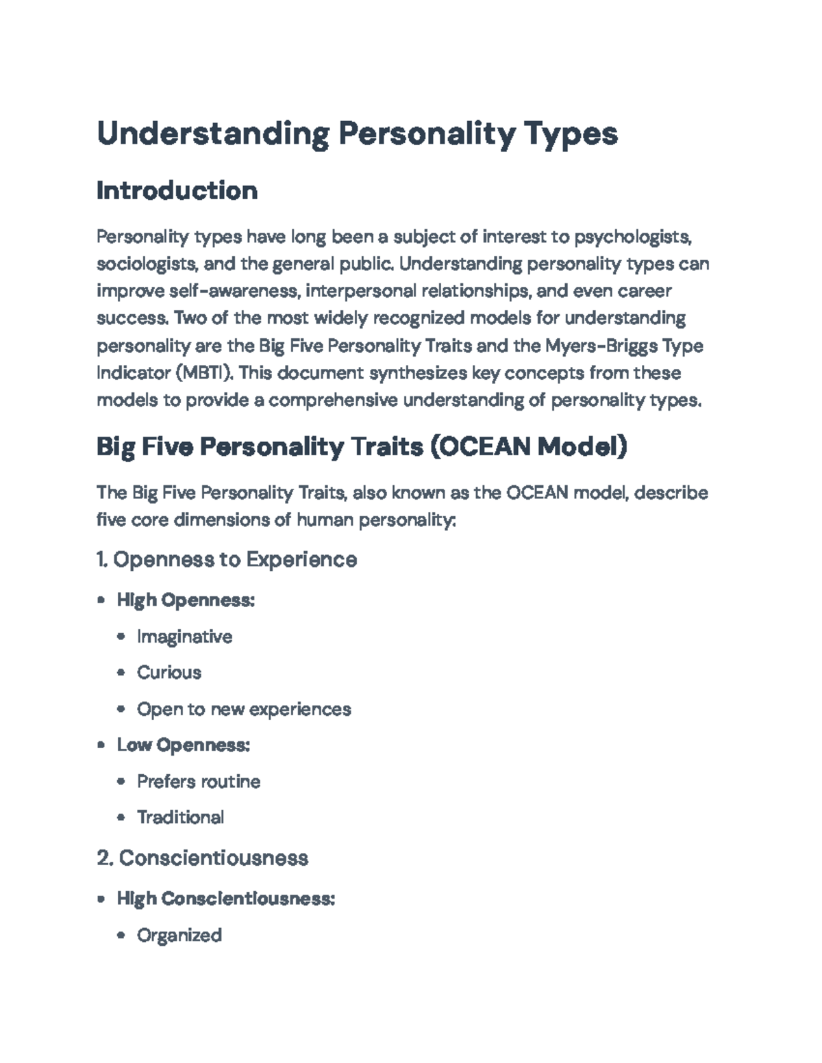 Understanding Personality Types: Big Five Traits & MBTI Overview ...