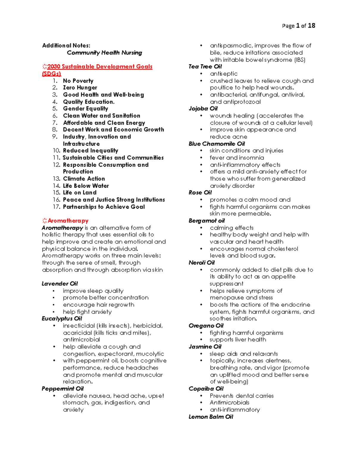 CHN Additional Notes: Community Health Nursing & Aromatherapy Insights ...