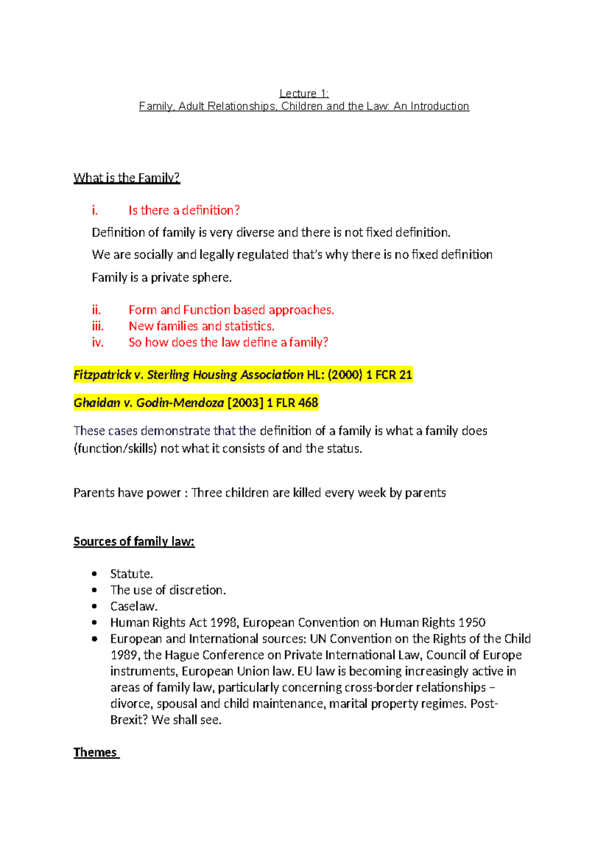 Lecture 1: Family Law - An Introduction to Relationships and Legal ...