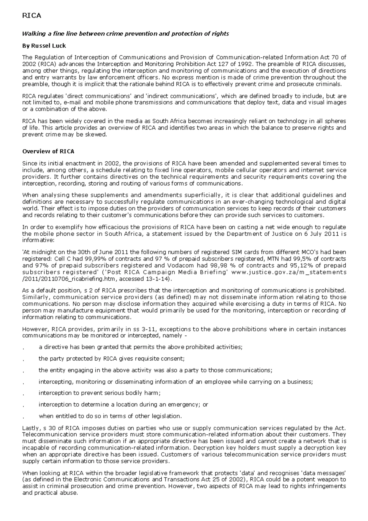 Basic Conditions of Employment Act 75 of 1997 (BCEA) Overview and ...