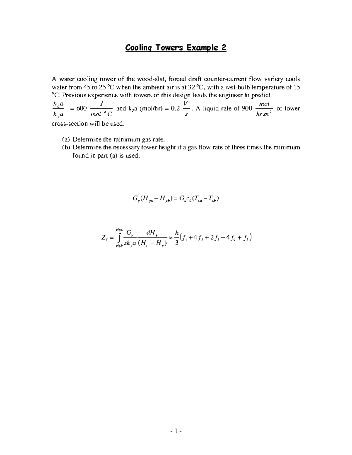 Cooling Towers Example 2 Analysis and Calculations (2020) - Studocu