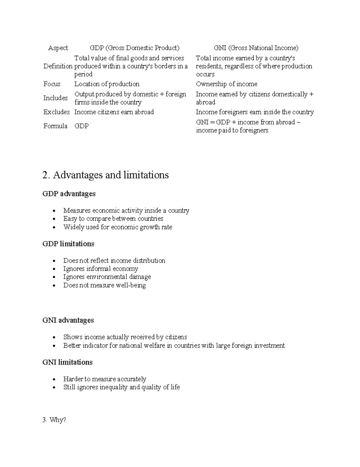 Ktpt - GDP vs GNI: Definitions, Advantages, and Limitations - Studocu