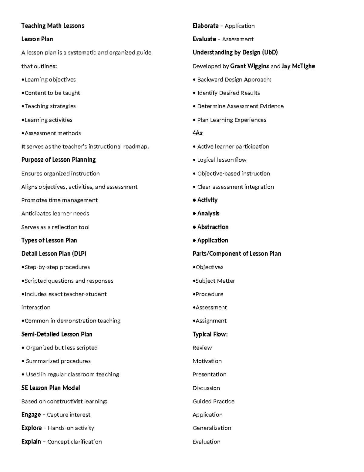 Teaching Math Lessons - Detailed Lesson Plan Notes - Studocu