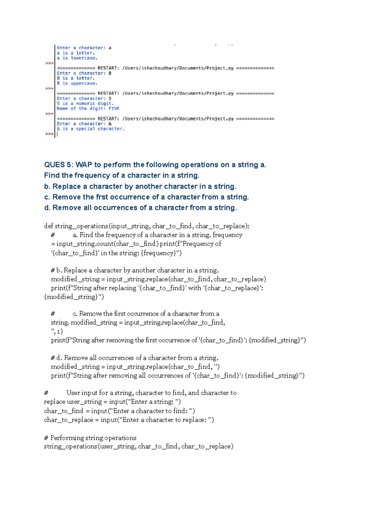 Python Codes-6: String Operations and Character Manipulation - Studocu