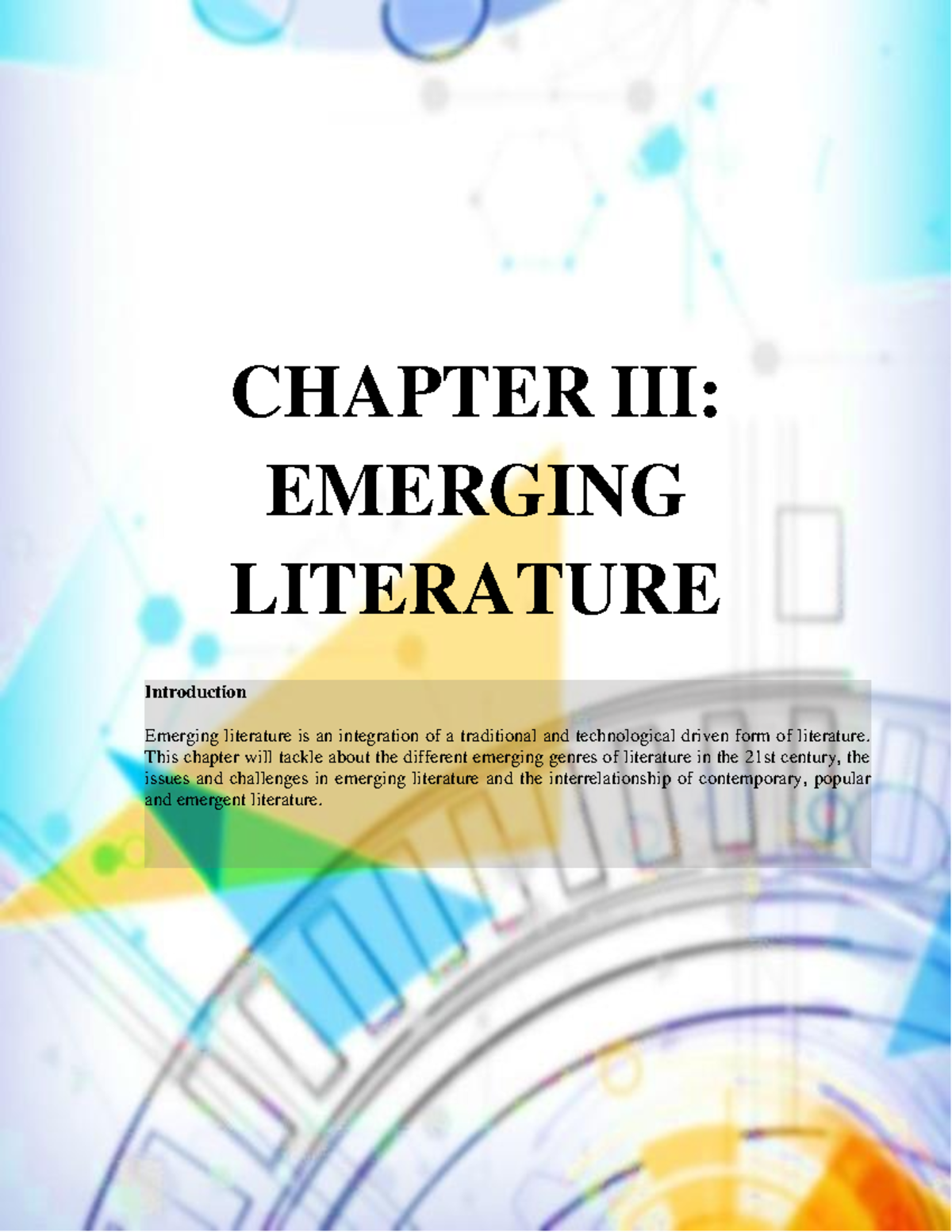 Emergent Literature: Exploring 21st Century Genres and Challenges - Studocu