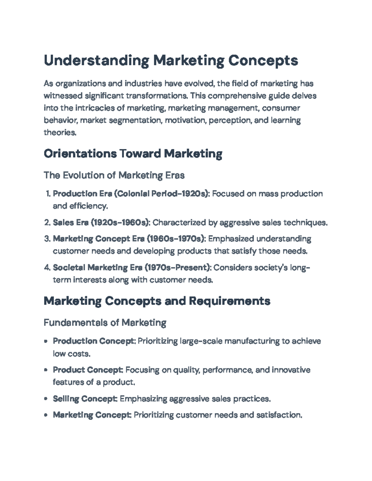 Comprehensive Marketing Concepts Overview (MKT 101) - Understanding ...