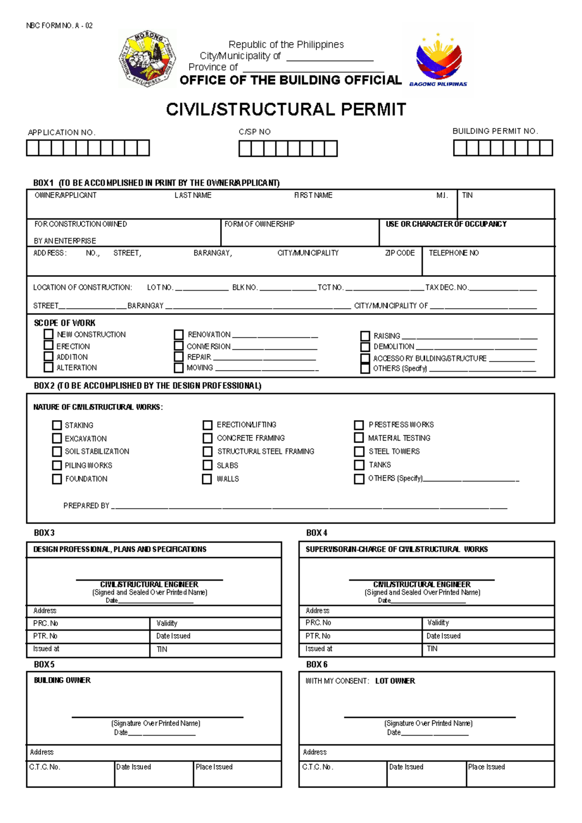 Civil-Structural Permit Application Form - 2025 Guidelines - Studocu