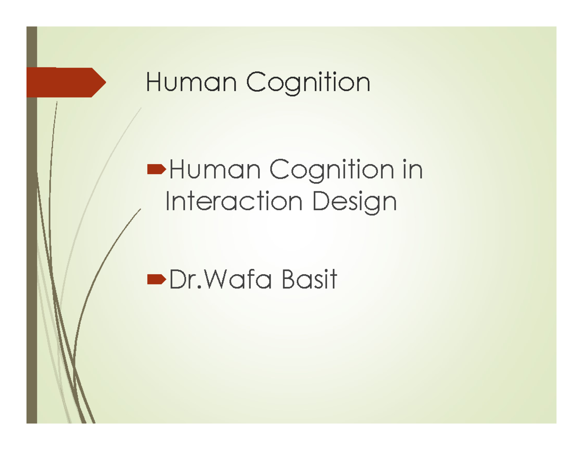 HCI S2026 Week 2 Lecture Notes: Human Cognition in Interaction Design ...