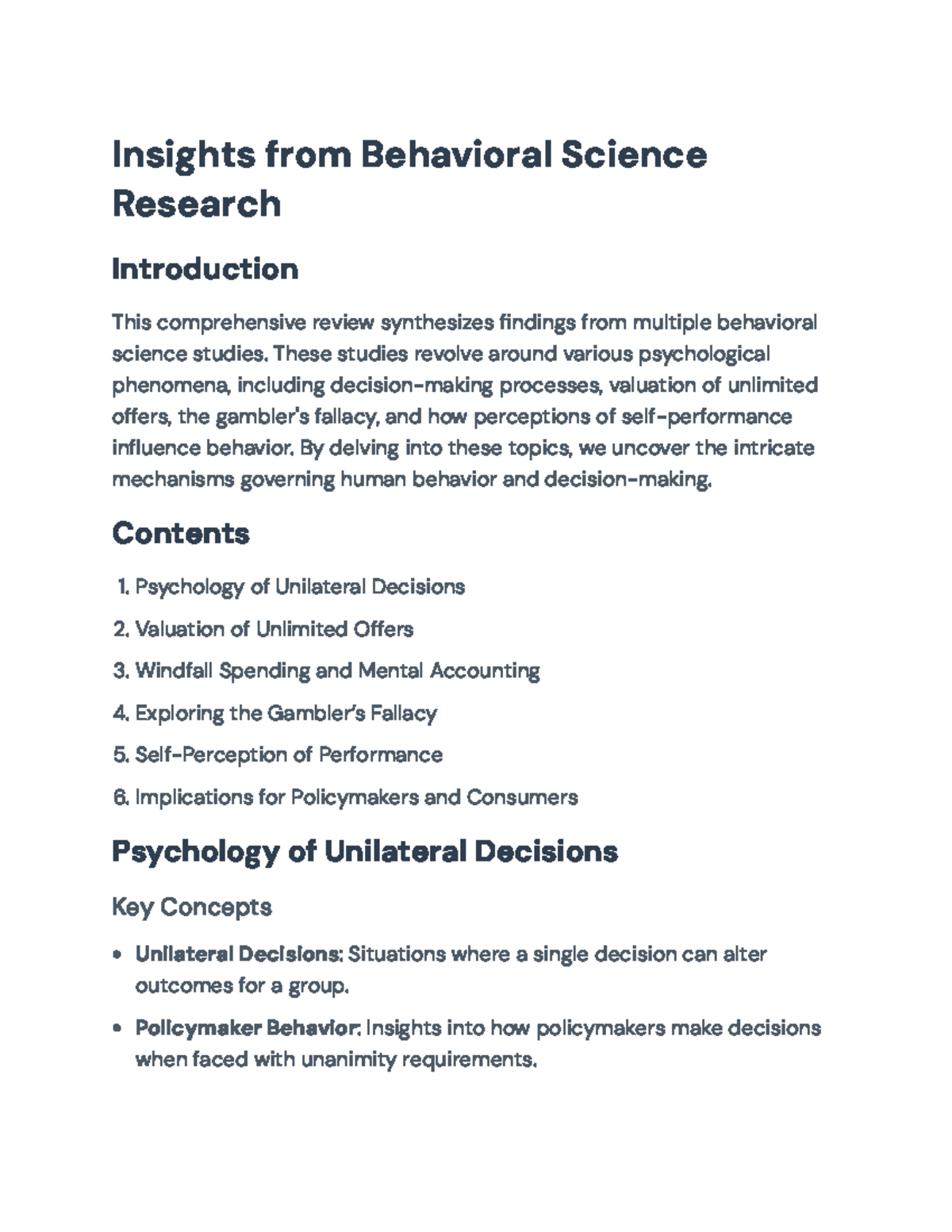 Behavioral Insights on Decision-Making: A Comprehensive Analysis ...