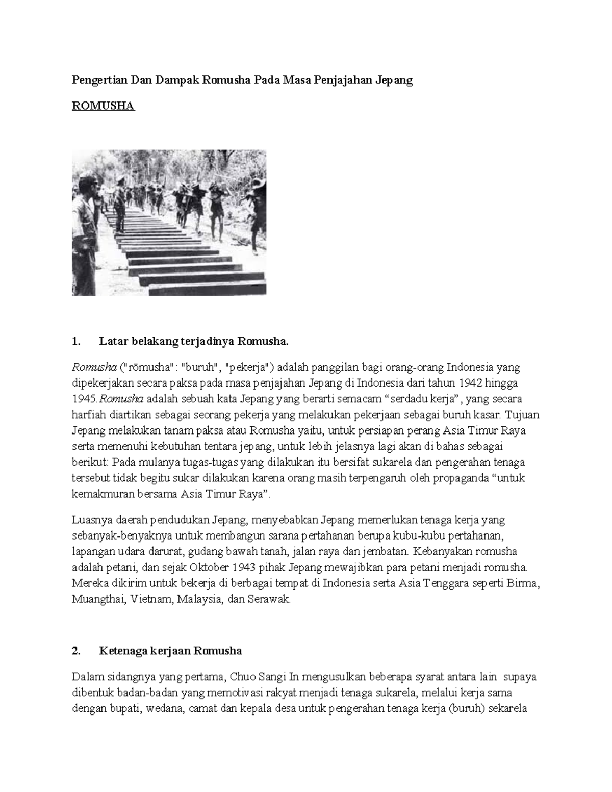 Dampak Romusha pada Masyarakat Indonesia: Sejarah Penjajahan Jepang ...