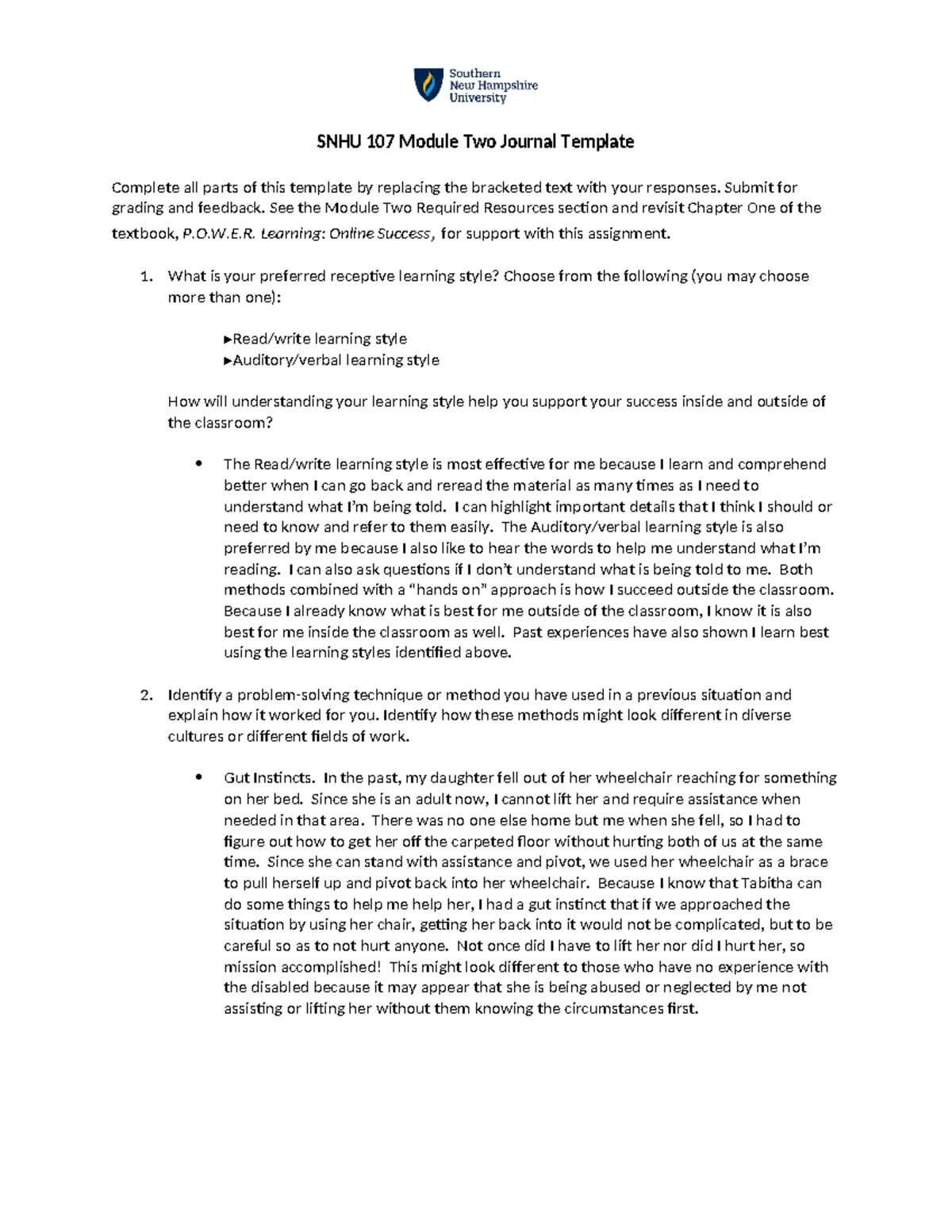 SNHU 107 Module Two Journal Template - SNHU 107 Module Two Journal ...