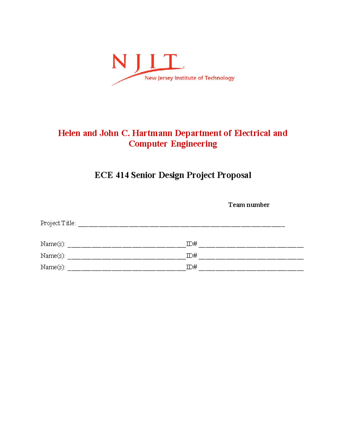 ECE 414 Senior Design Project Proposal Template 2024 - Studocu