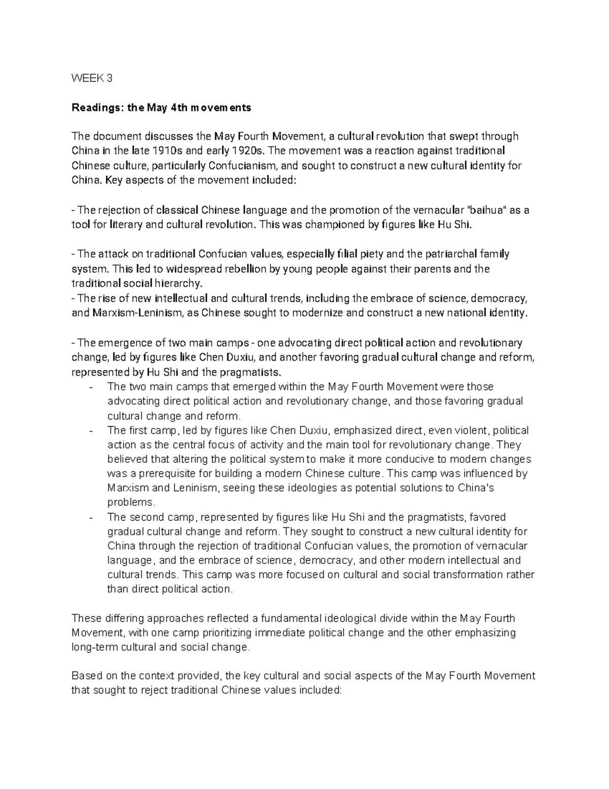 May Fourth Movement: Cultural Revolution and Political Ideologies (HIST ...