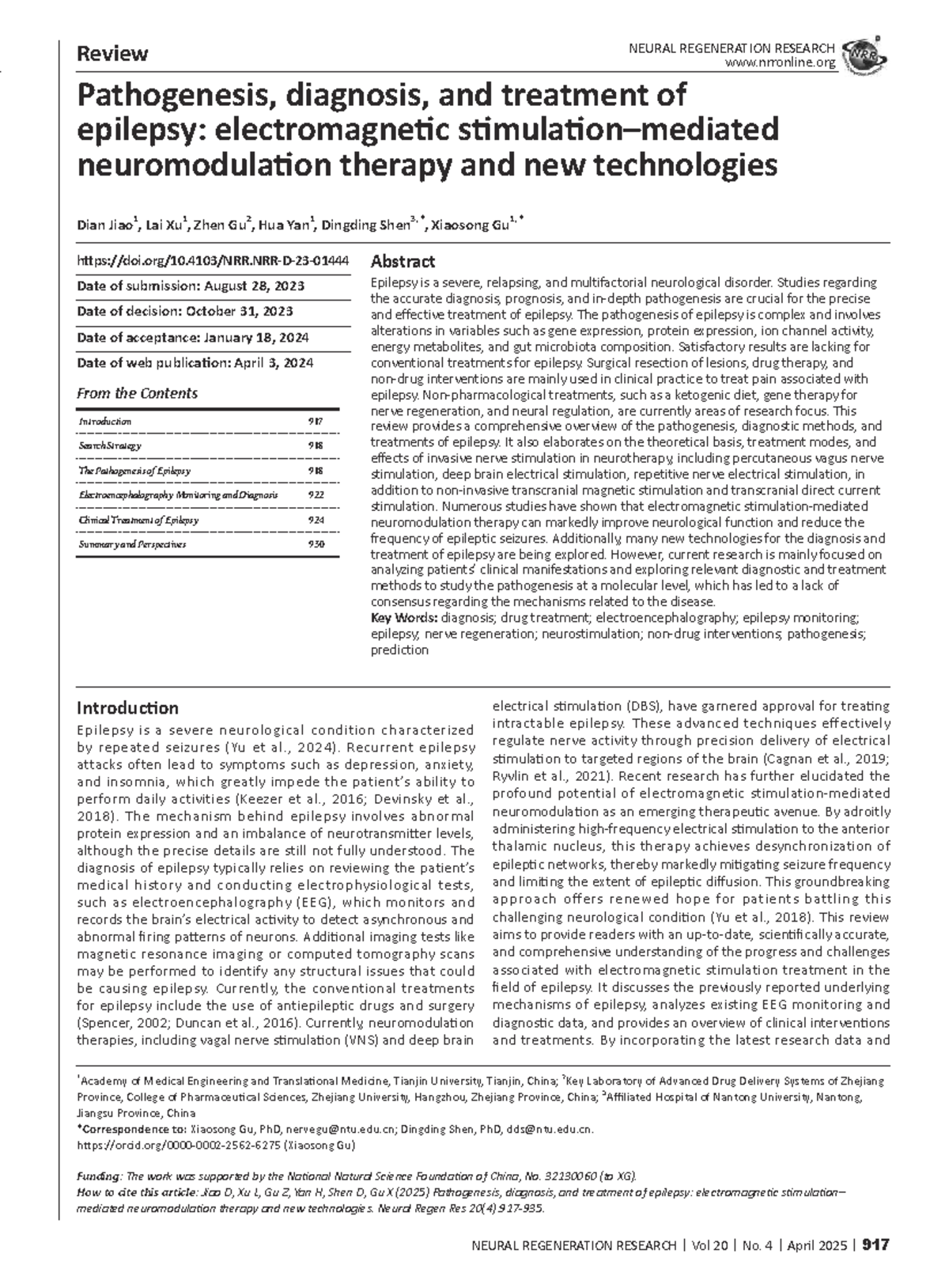 NEURAL REGENERATION RESEARCH: Epilepsy Pathogenesis and Electromagnetic ...