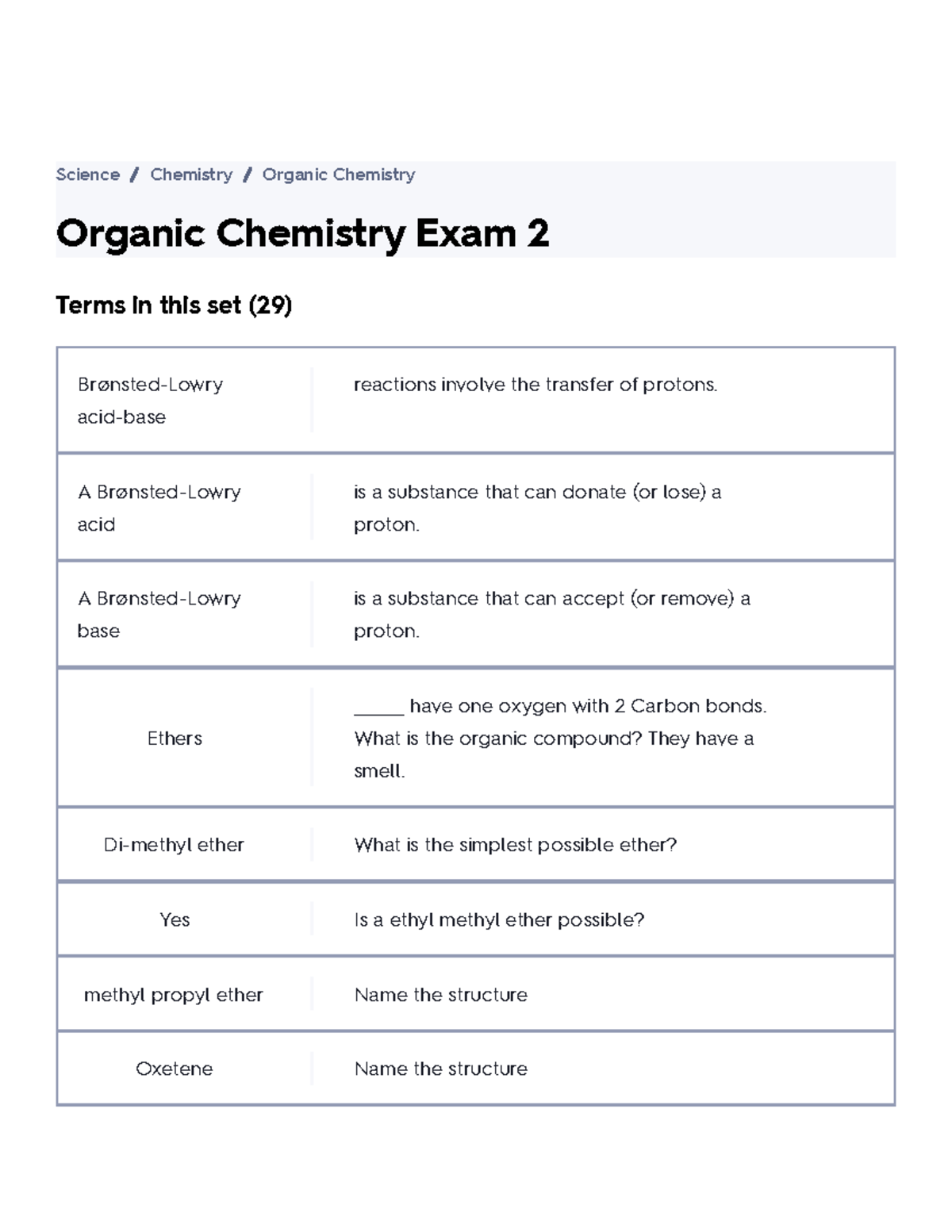 Organic Chemistry Exam 2 Flashcards Quizlet - Organic Chemistry Exam 2 ...