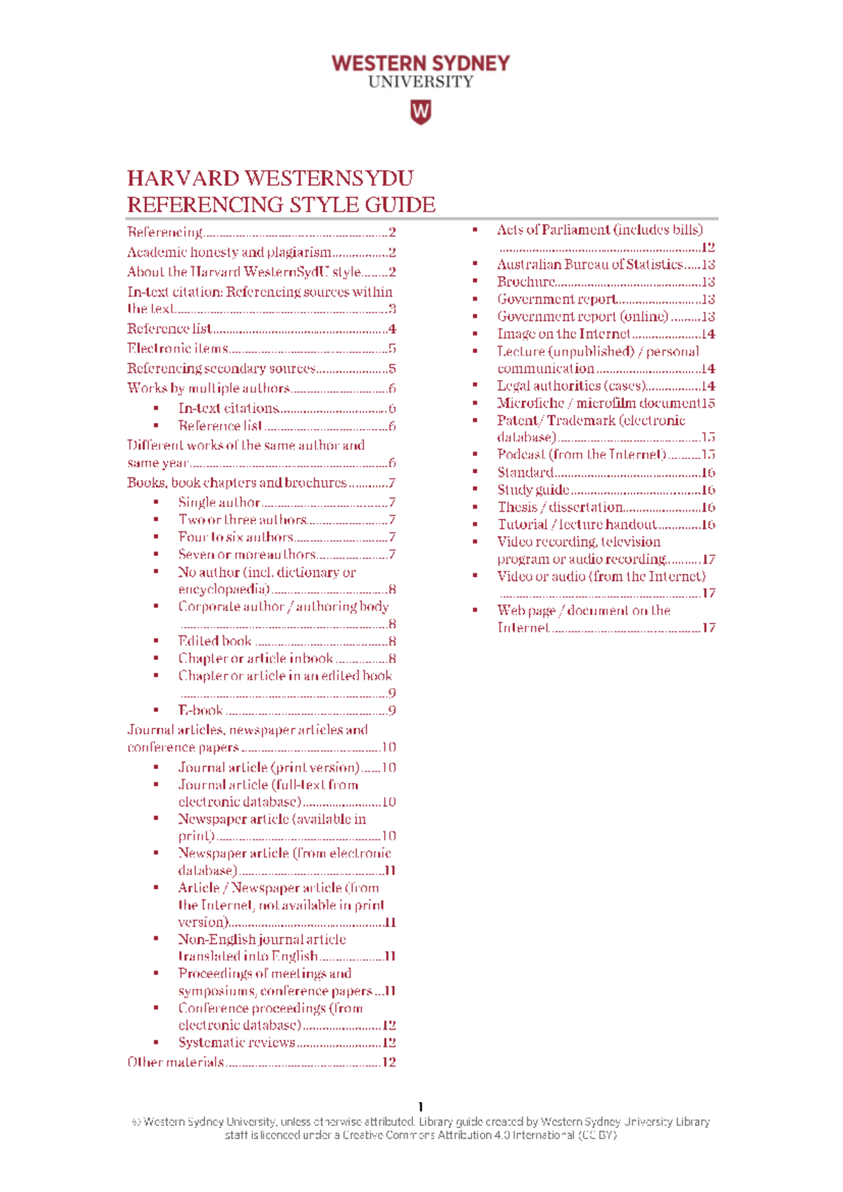 WSU Harvard Style Referencing Guide: Academic Honesty & Plagiarism ...