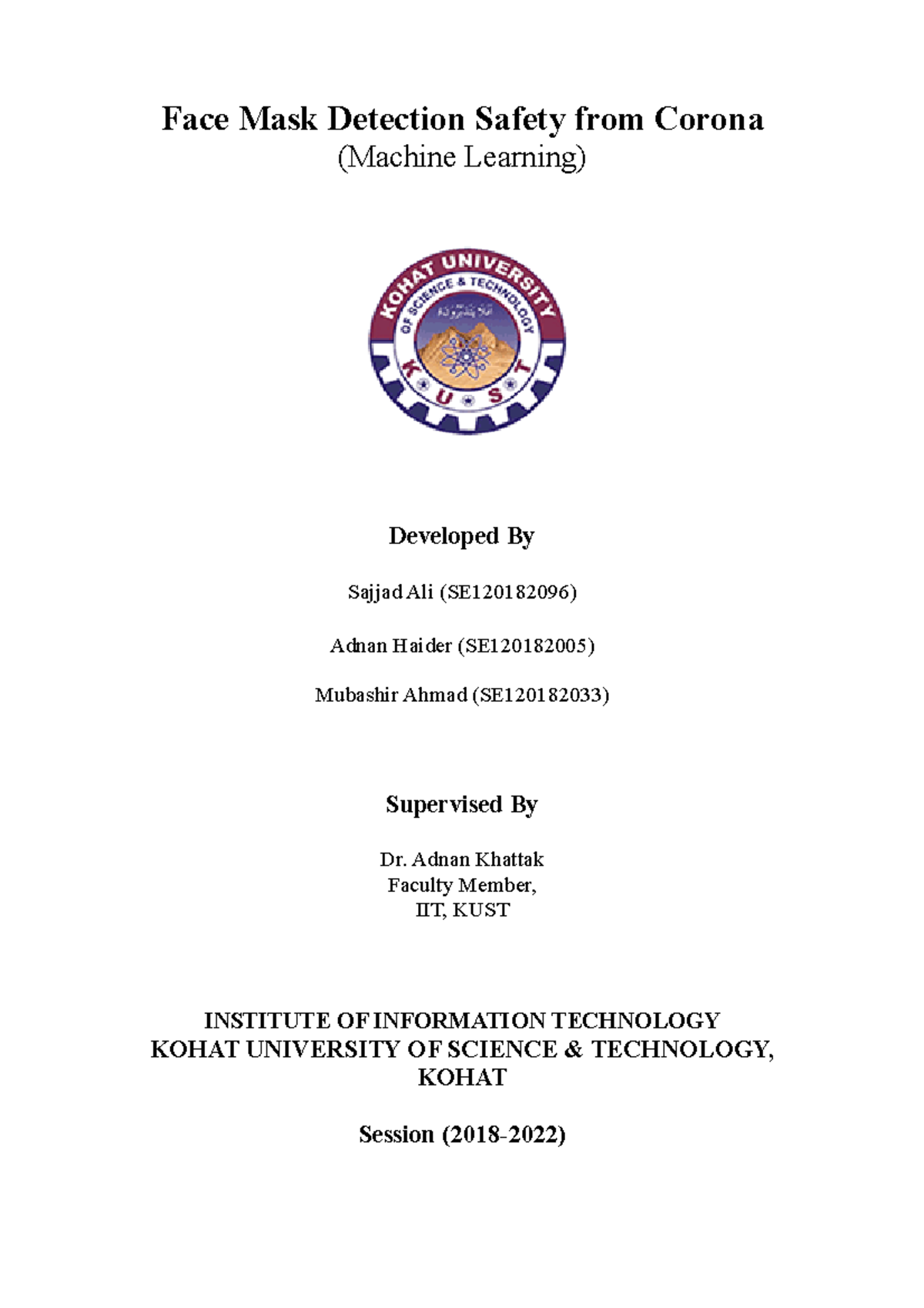 Face Mask Detection System for COVID Safety - CS101 Thesis - Studocu