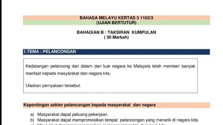 BAHASA MELAYU KERTAS 3 (UJIAN BERTUTUR) - TEMA PENTING - Studocu