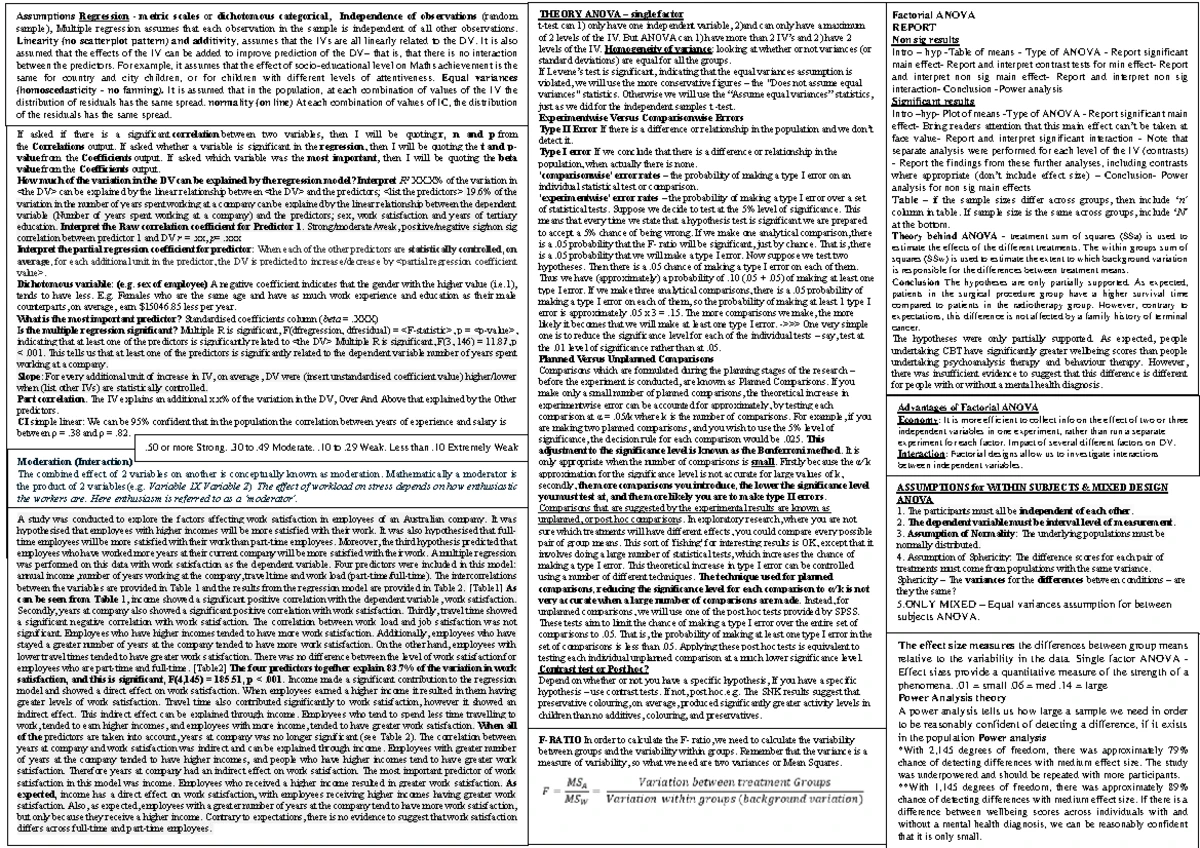 FRE 101: Exam Cheat Sheet on Frequency, Variability, and Hypothesis ...