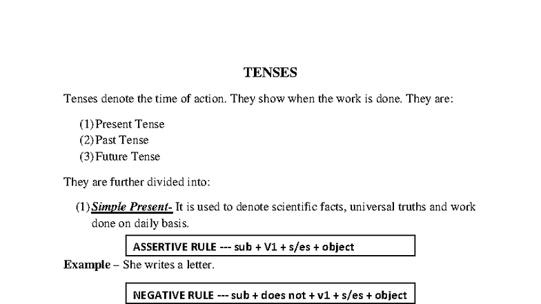Tenses Overview: Understanding Present, Past, and Future Forms - Studocu