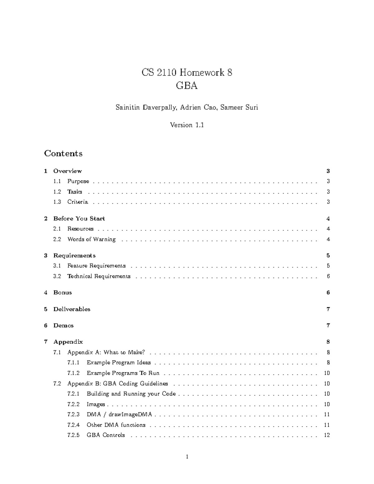 CS 2110 - GBA Programming Homework 8 Guidelines and Requirements - Studocu