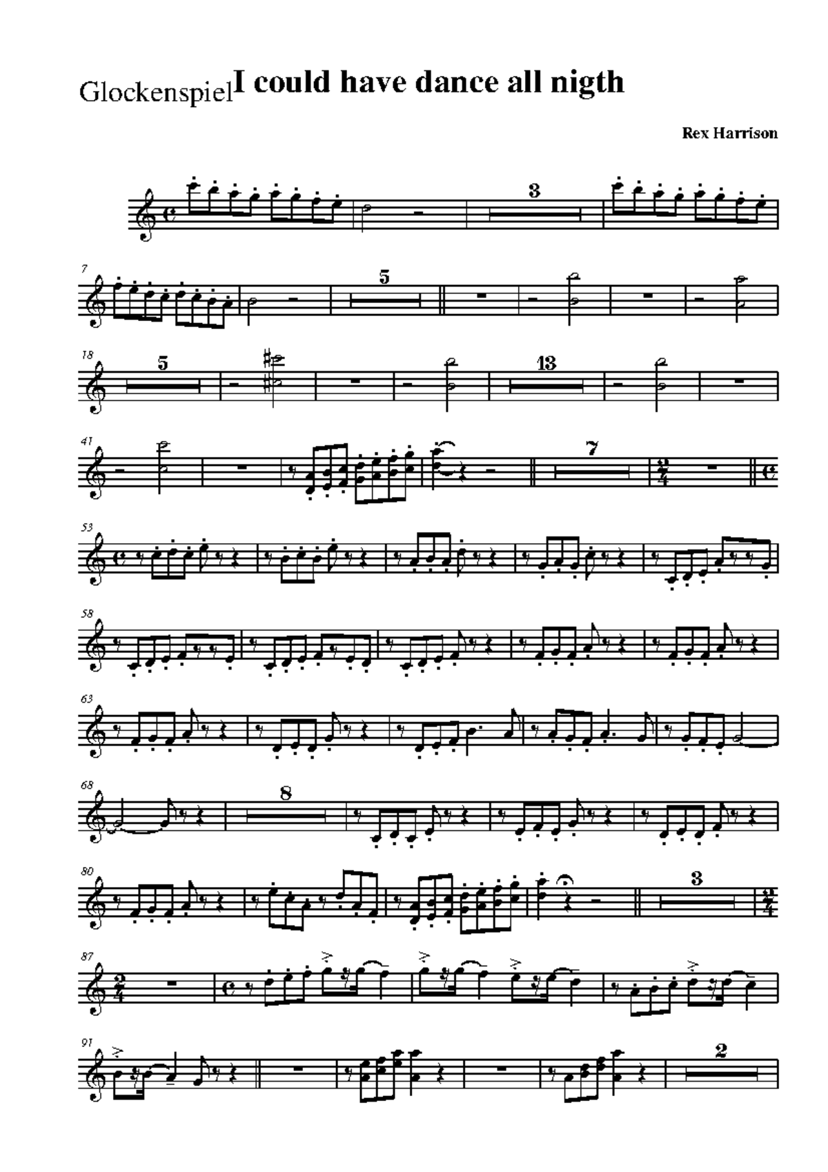 Glockenspiel: I Could Have Danced All Night - Percussion Notes 001 ...