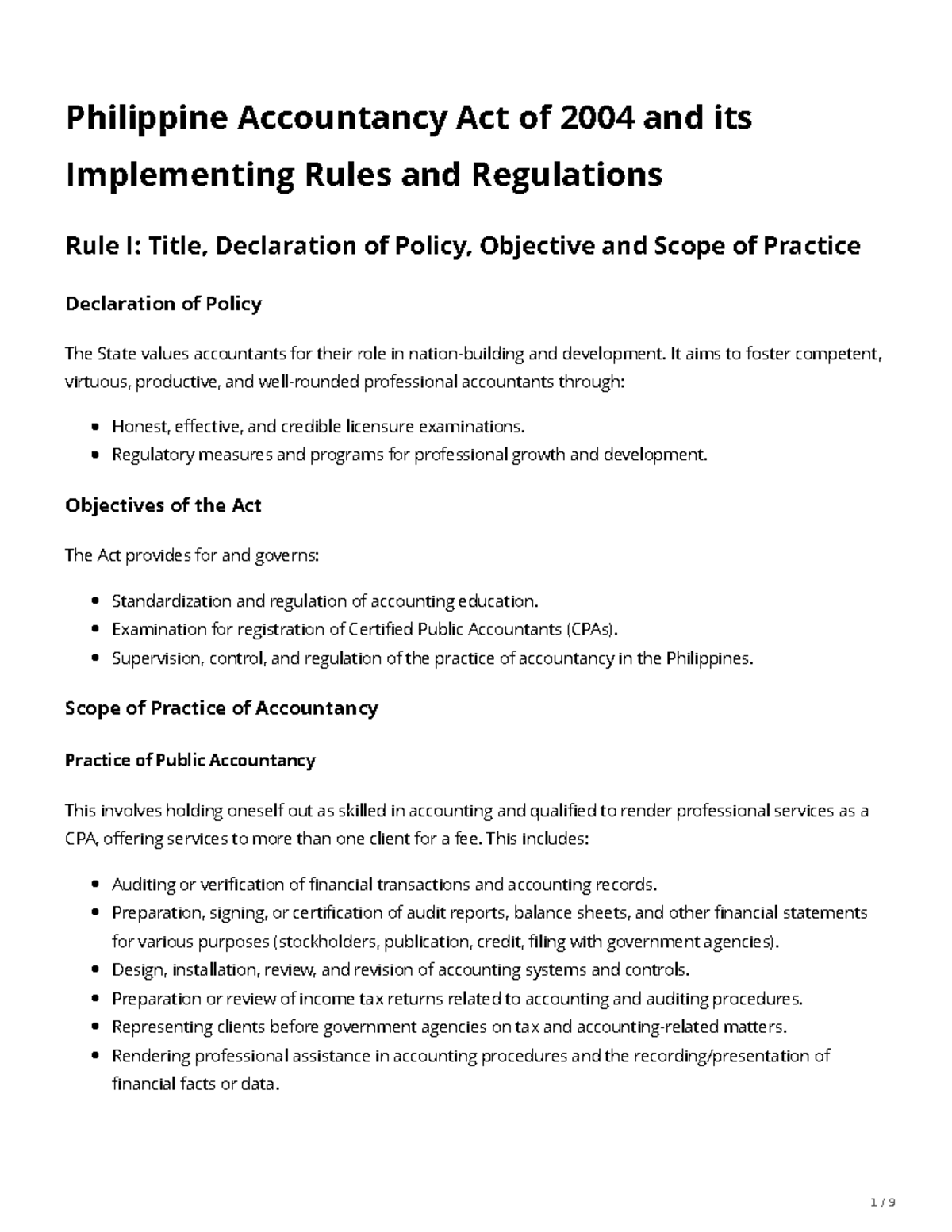 Philippine Accountancy Act of 2004: Key Provisions and Regulations ...