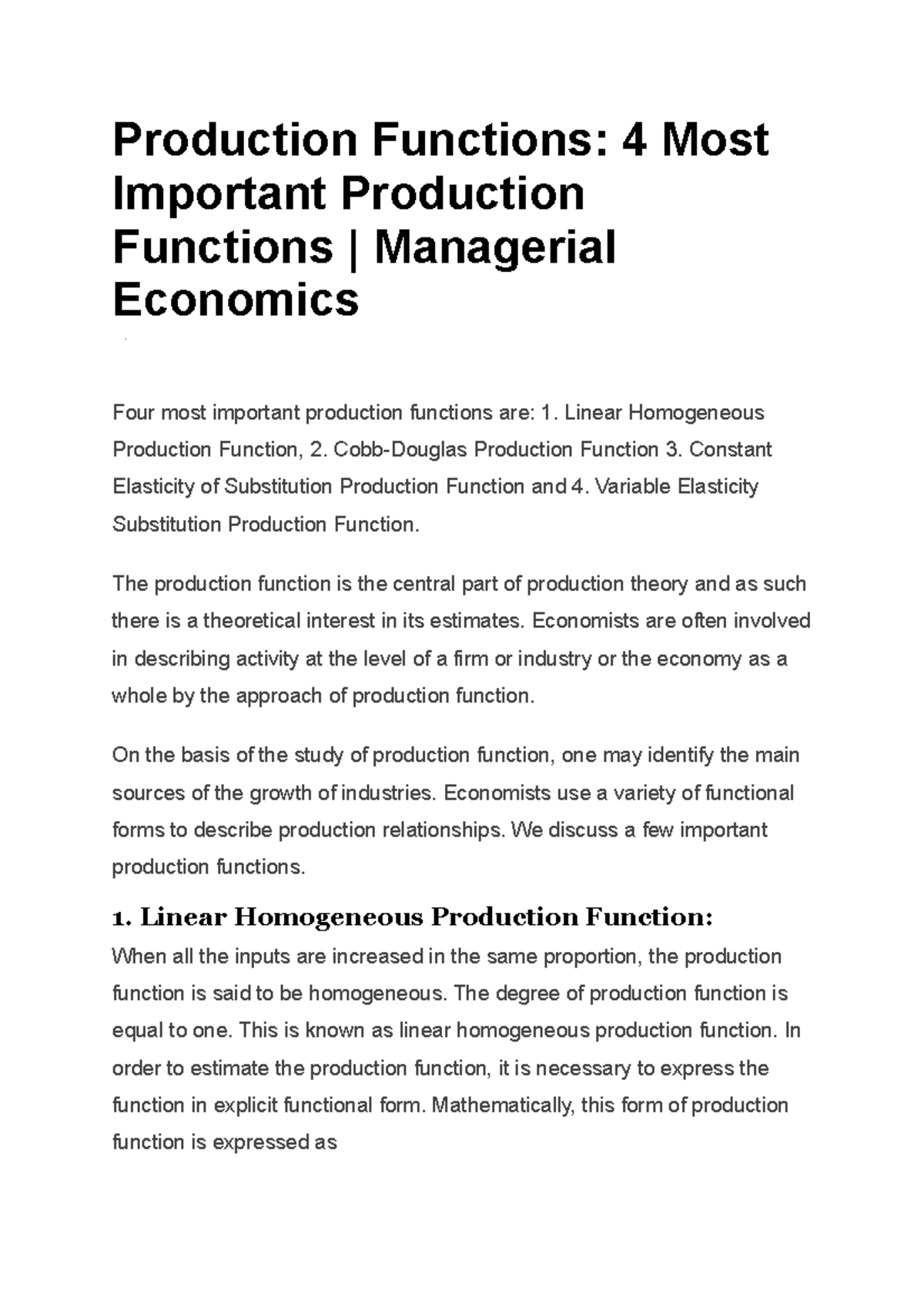 Cobb douglas production function - Production Functions: 4 Most ...