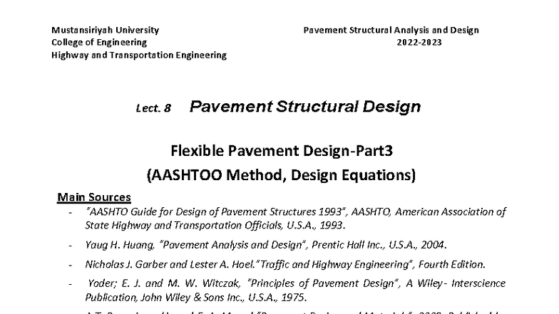 Mustansiriyah University College of Engineering Highway and ...