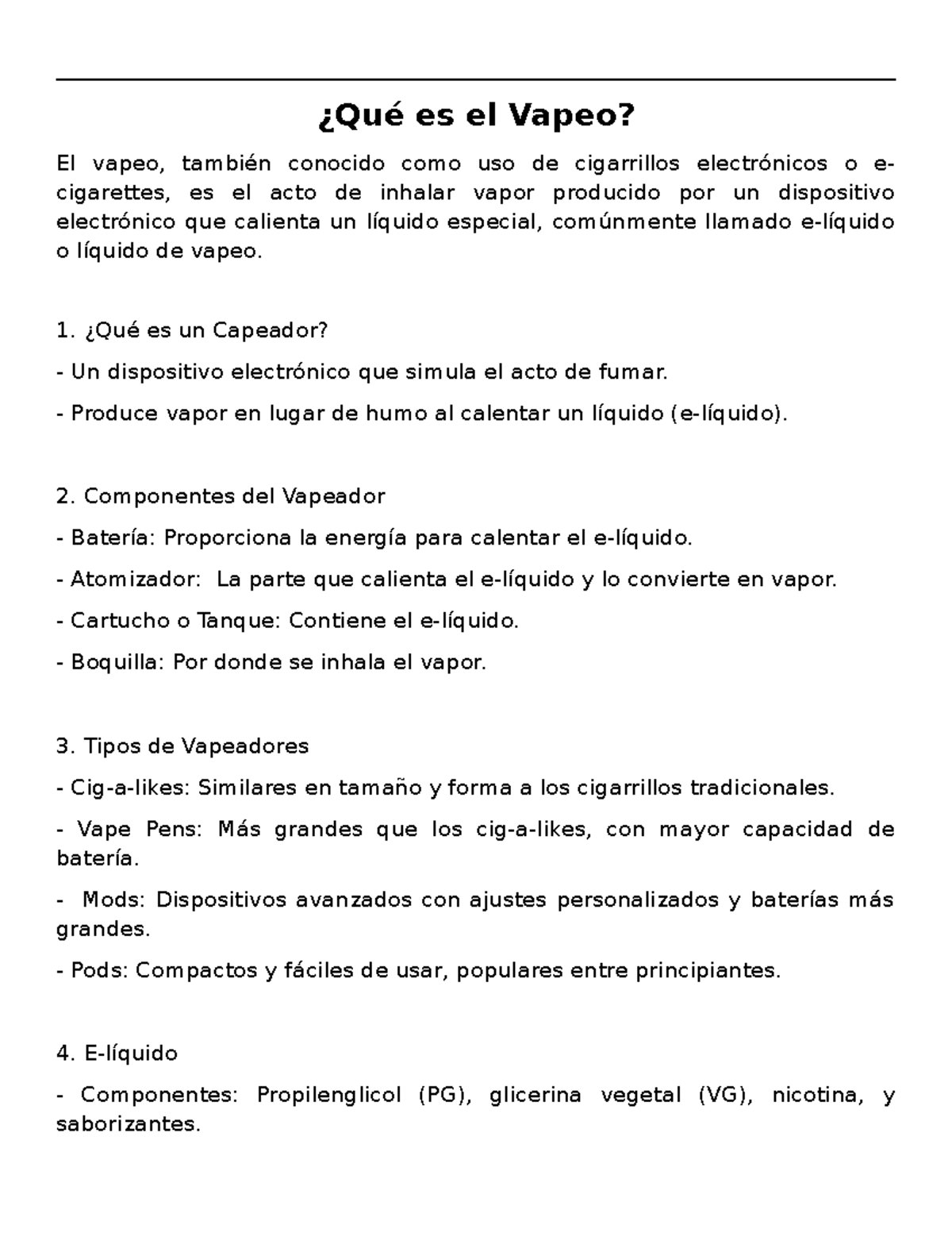Infografía VAPE - Riesgos y Beneficios del Vapeo en Salud - Studocu