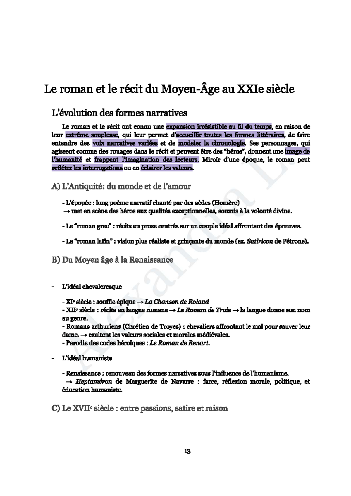 Roman et récit : Commentaire et Révisions pour le Bac EAF - Studocu